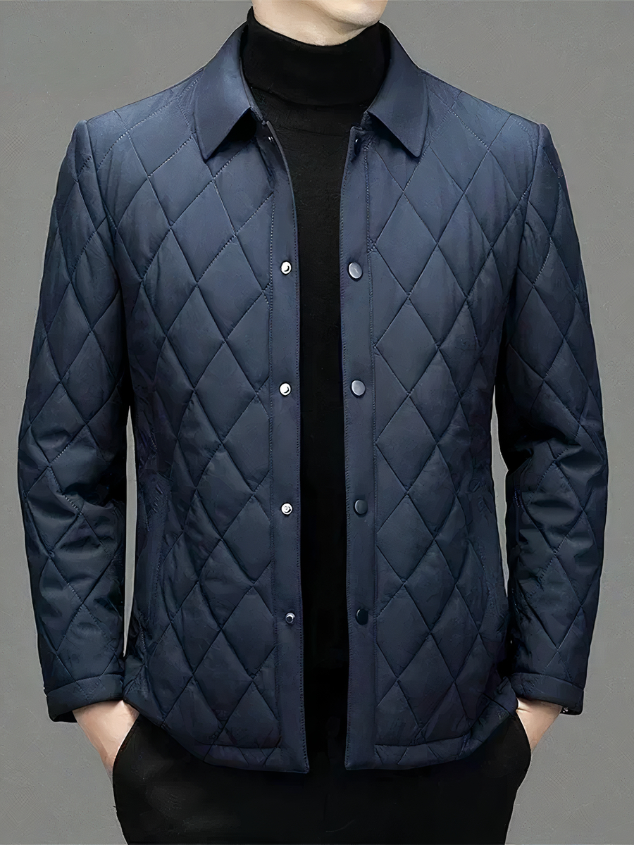 Veste matelassée homme avec col à revers bleu foncé • Ma veste