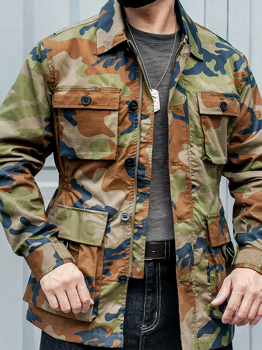 Veste saharienne homme effet camouflage militaire et coupe-vent • Ma veste