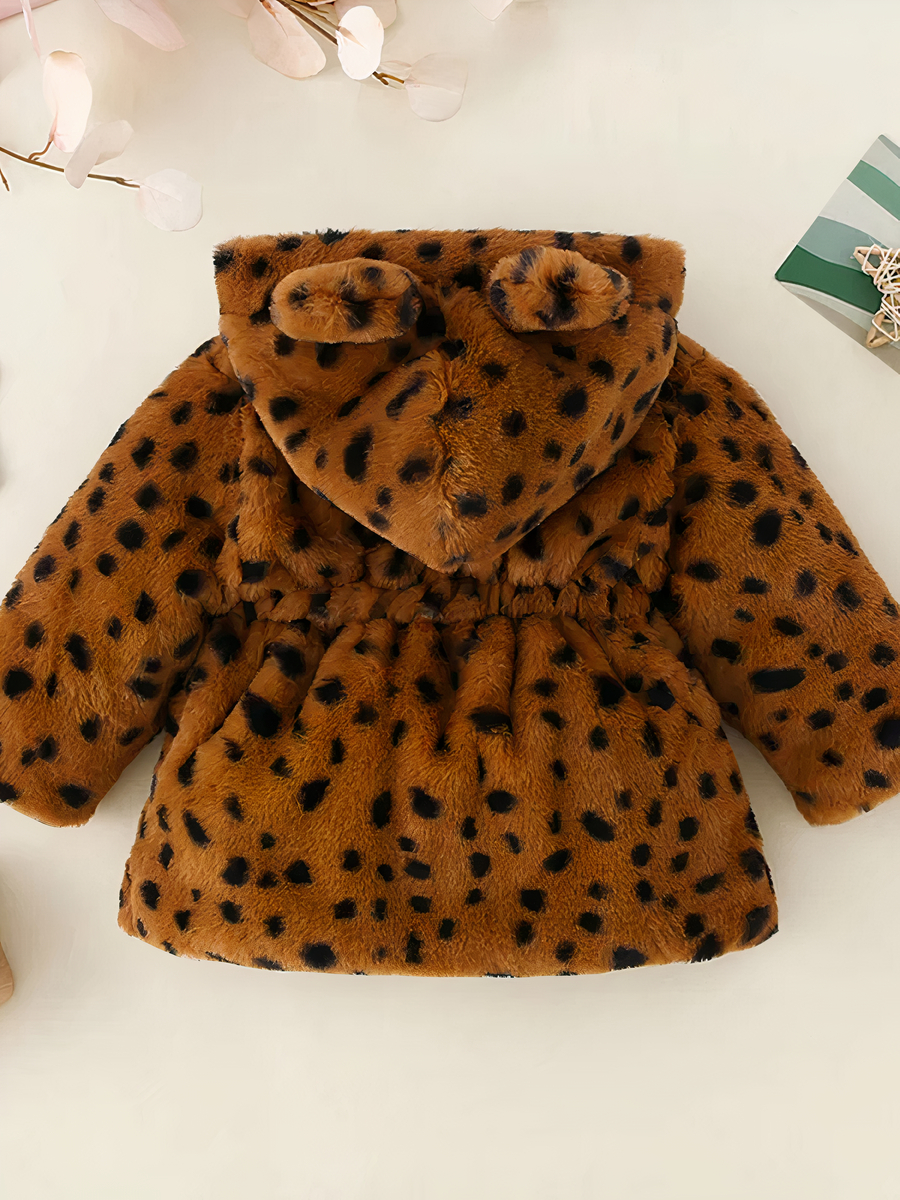 Veste bébé fille avec imprimé léopard et capuche • Ma veste