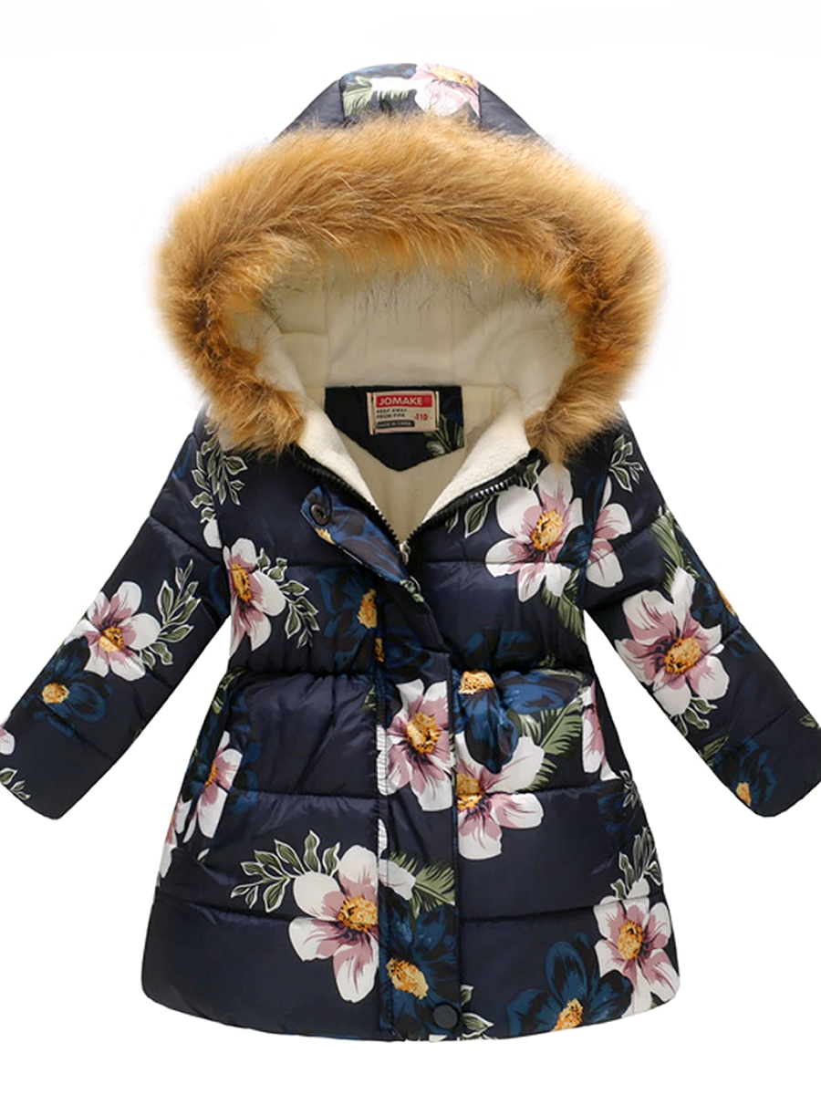 Veste fille avec motif floral et capuche • Ma veste