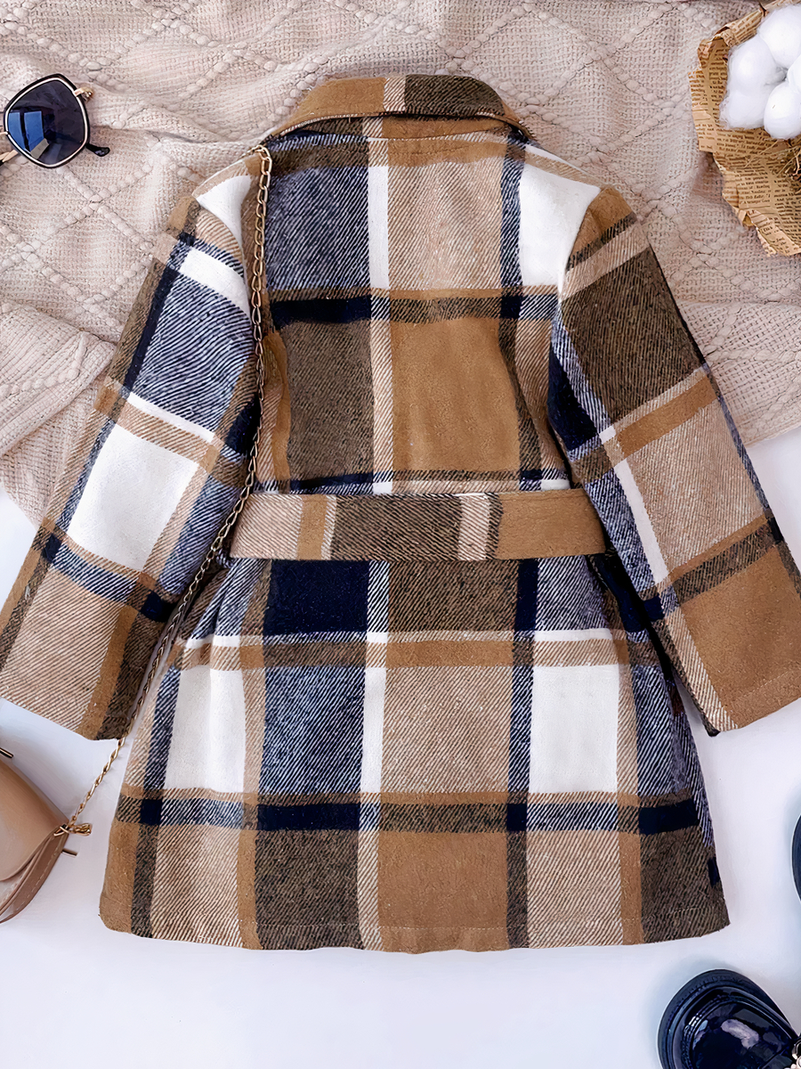 Veste fille effet laine et motifs à carreaux • Ma veste